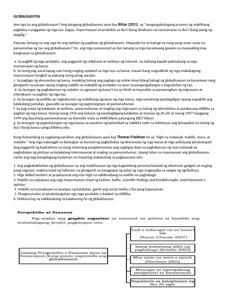 Handouts AP10 Q2 M1 Globalisasyon | PDF