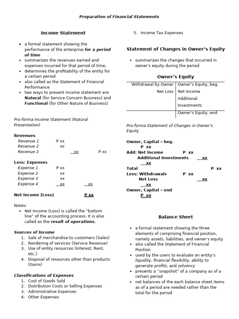Preparation of Financial Statements | PDF | Equity (Finance) | Expense