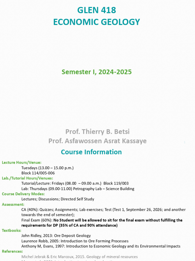 1-Introduction 2024 | PDF | Ore | Mining