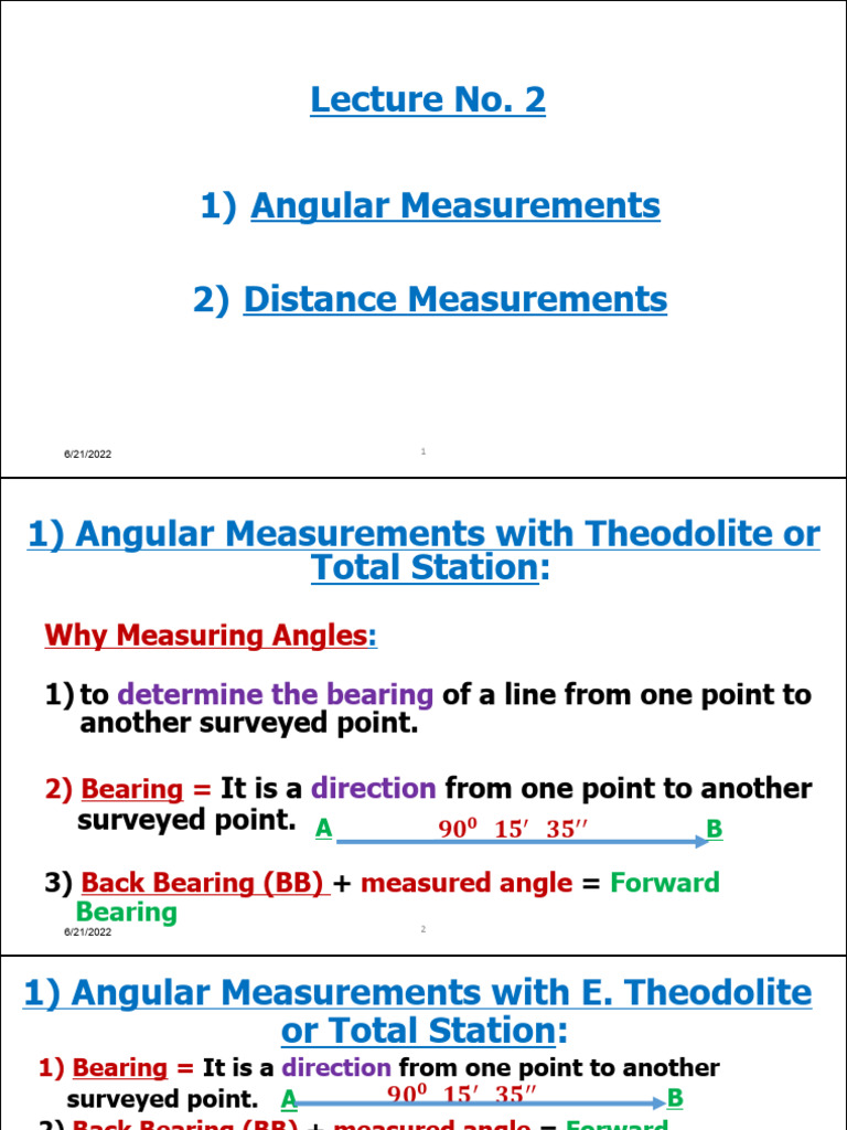 Lecture 2 Cive 321 Angular and Distance Measurements Week 2 2022 | PDF ...