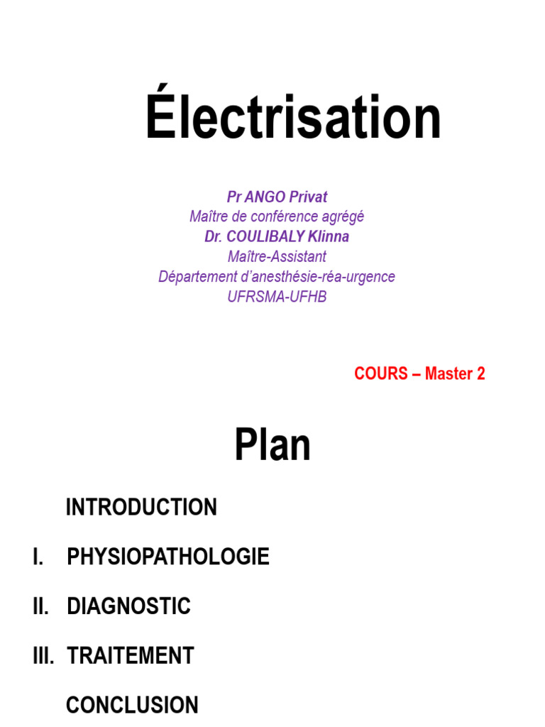 Comprendre l'électrisation : causes et soins | PDF | Spécialités ...