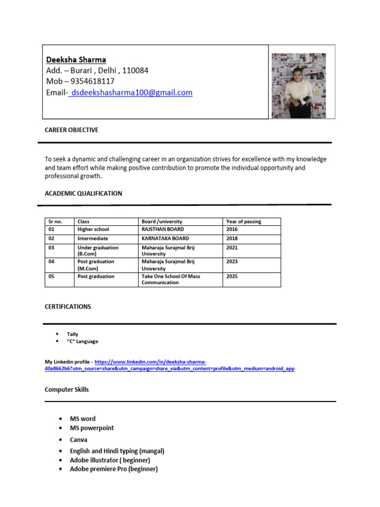 Deeksha Sharma CV | PDF
