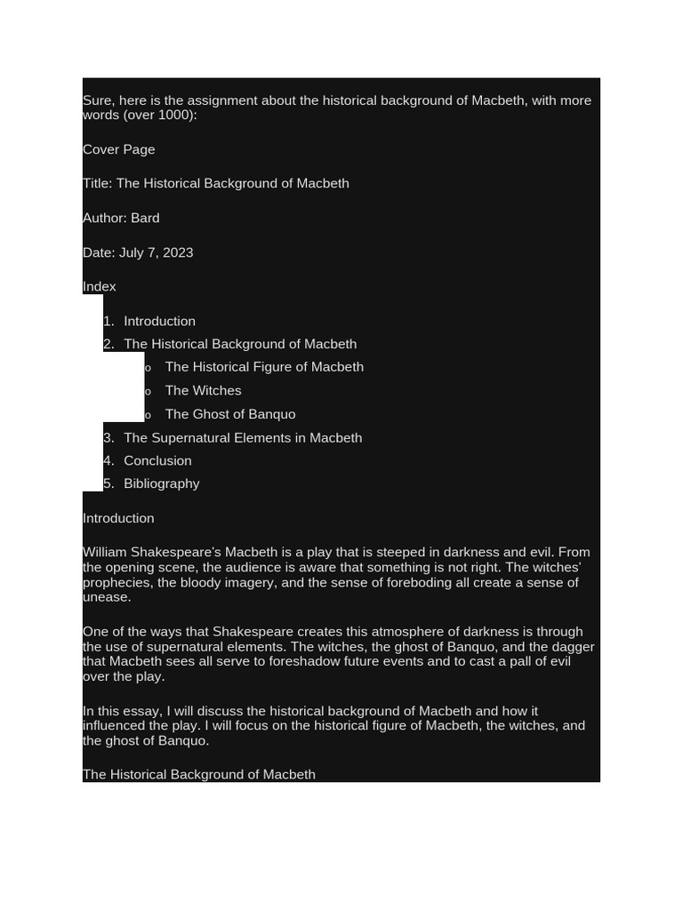 Historical Context of Macbeth | PDF | Macbeth