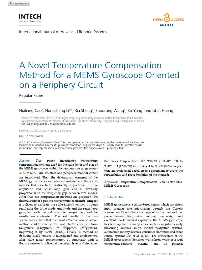 A Novel Temperature Compensation Method For A MEMS Gyroscope Oriented On A Periphery Circuit ...