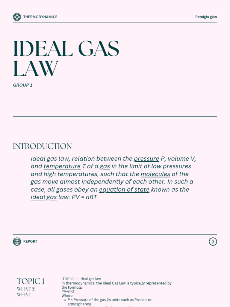 Ideal Gas Law | PDF | Gases | Molecules