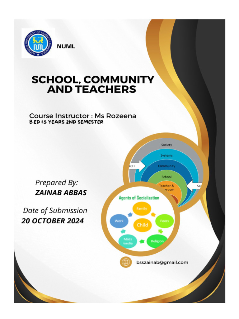 School, Community and Teachers Assignment | PDF | Socialization | Curriculum