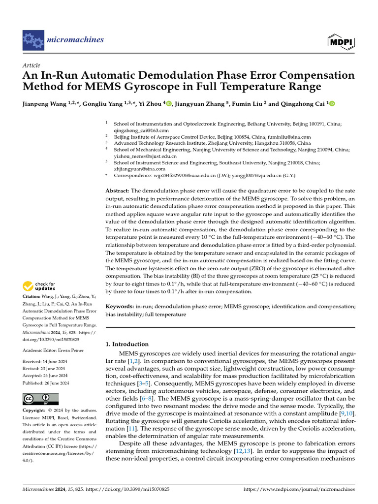An In-Run Automatic Demodulation Phase Error Compensation Method For MEMS Gyroscopein Full ...