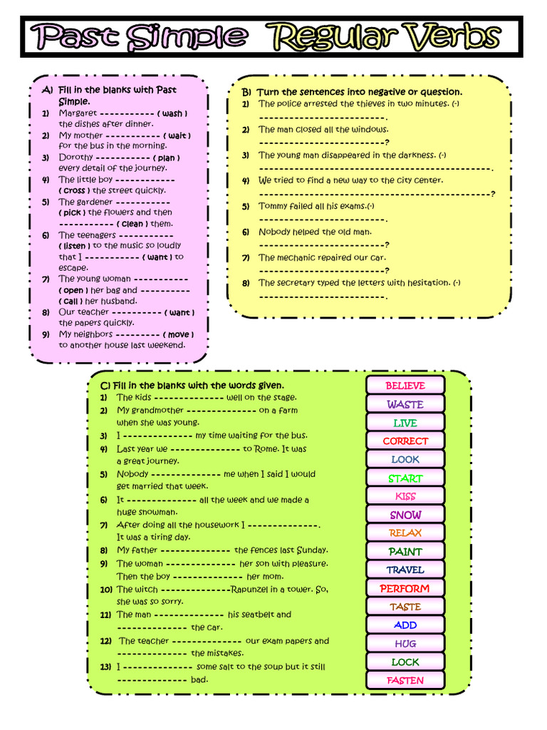 Past Simple Regular Verbs | PDF