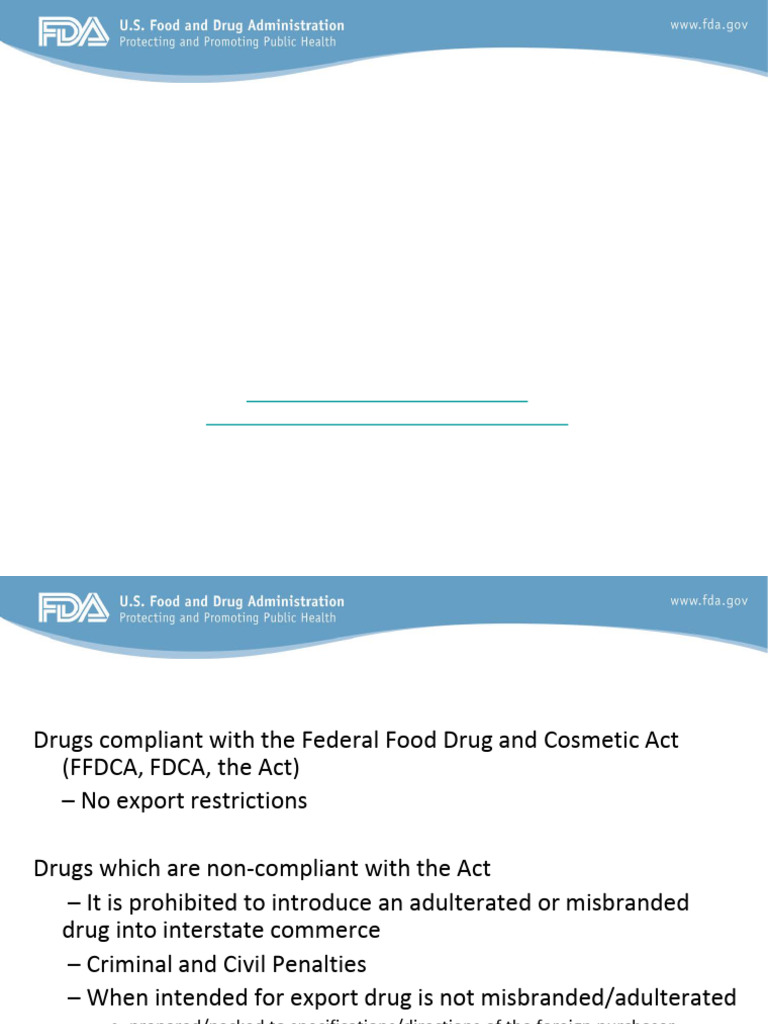 FDA Drug Export Compliance Guide | PDF | Federal Food | Food And Drug ...