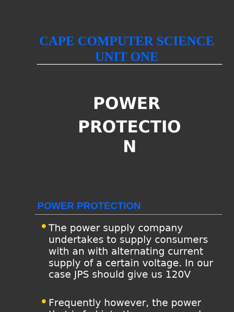 Power Protection CAPE Computer Science | PDF | Power Supply | Electrical Engineering