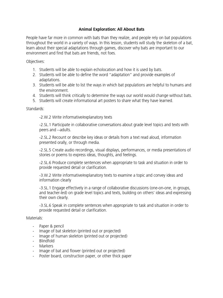 Animal Exploration - All About Bats | PDF | Bat | Pollination