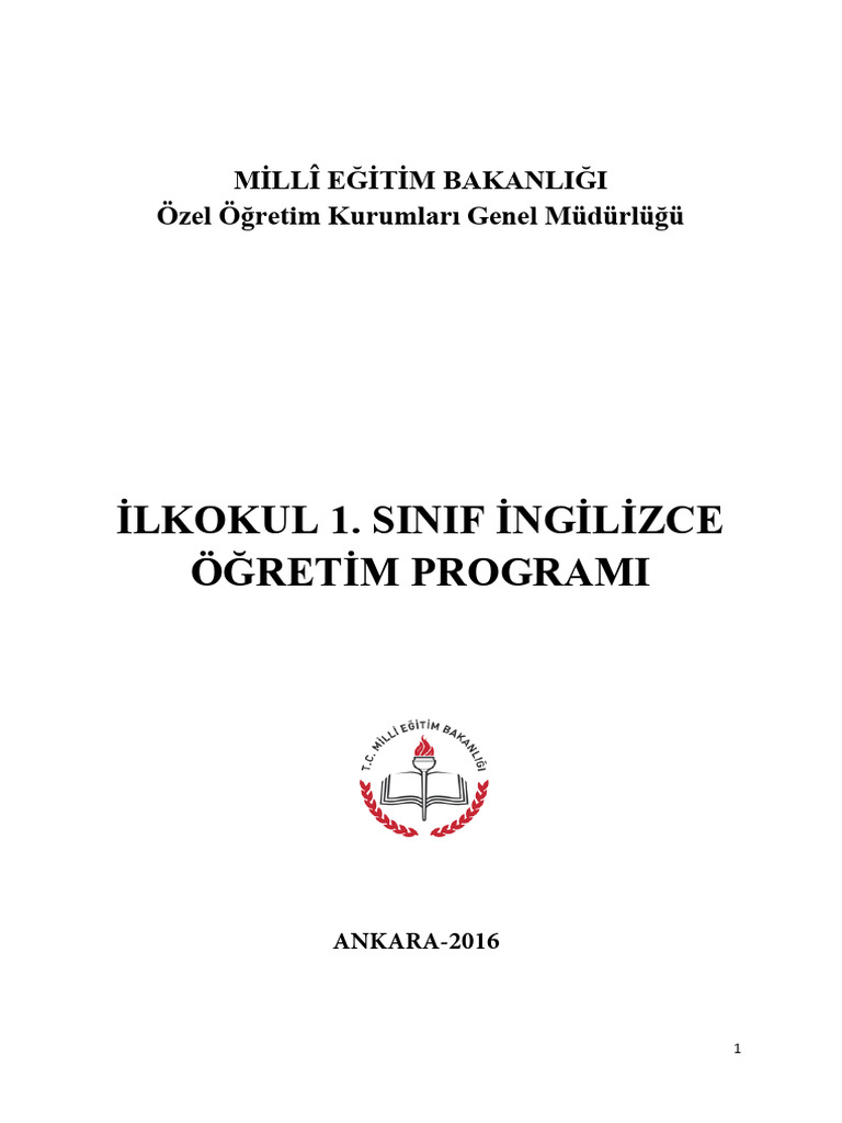 Ozel Ilkokul 1 Sinif Ingilizce Ogretim Programi | PDF | Language Education | Learning