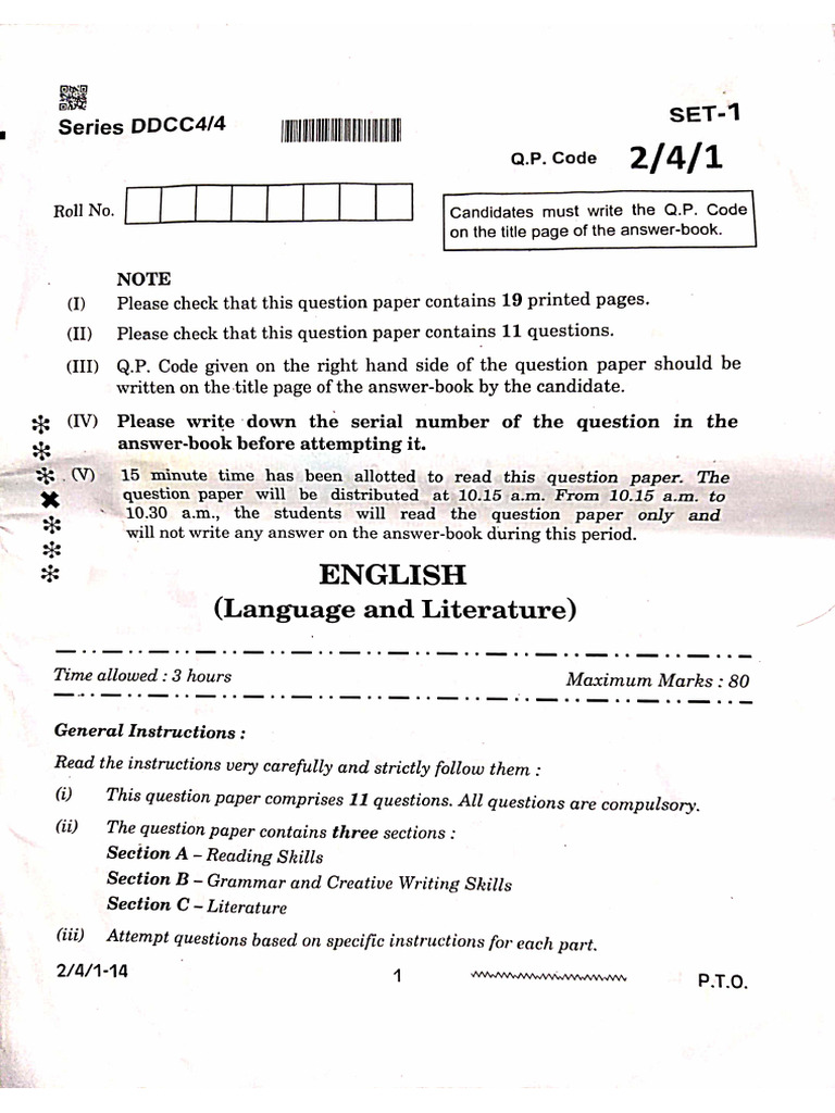 2023-24 Board Paper Set 1 | PDF