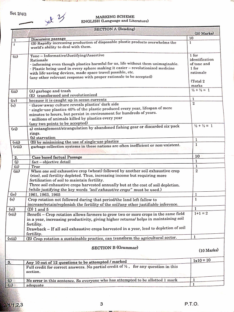 Marking Scheme Set 3 | PDF