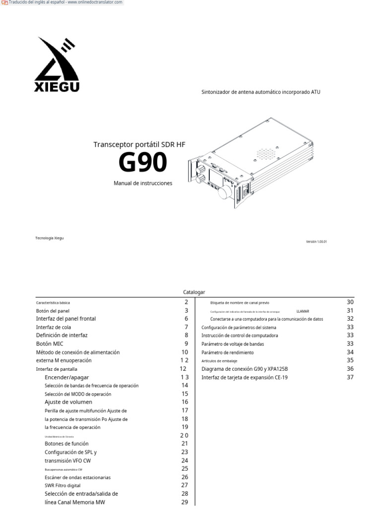 G90-Operation-Manual-1 0 01 en Es | PDF | Fuente de alimentación | Radio
