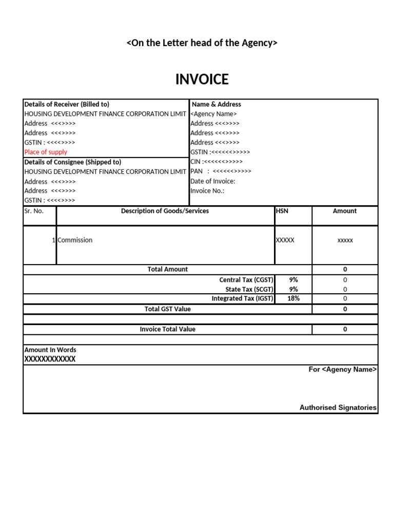 Invoice for Housing Development Finance | PDF