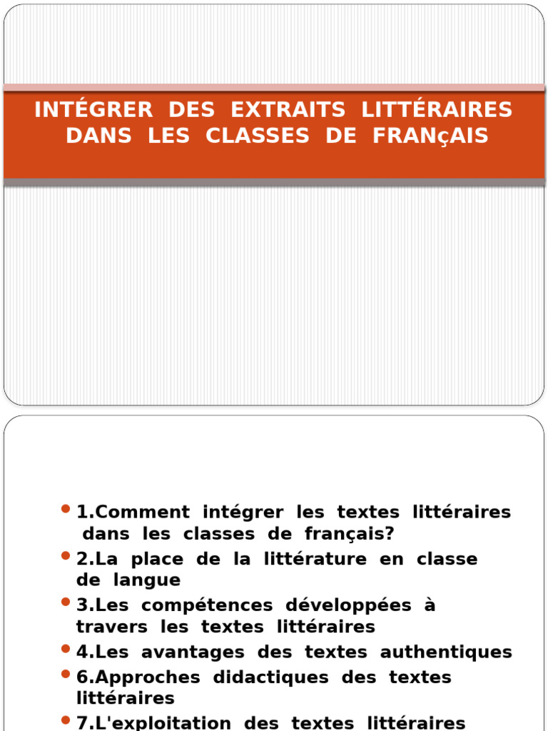 Intégration de la littérature en FLE | PDF | Langue française