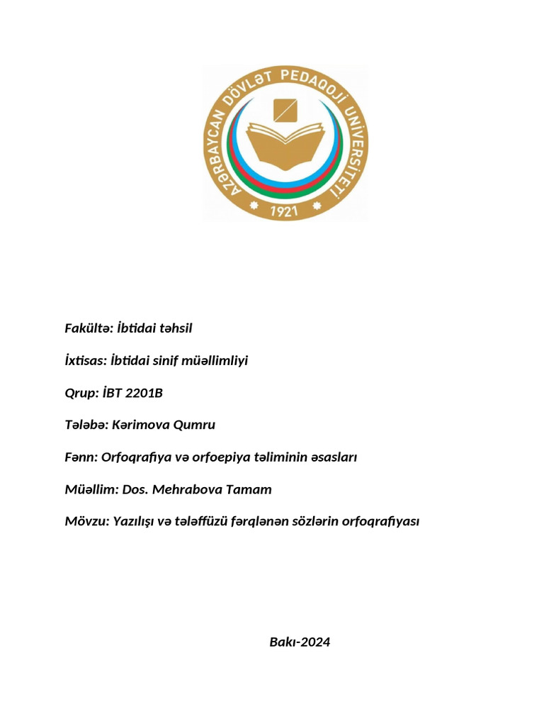 Orfoqrafiya Serbest Is | PDF