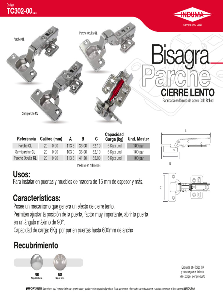 Bisagra Parche Cierre Lento | PDF