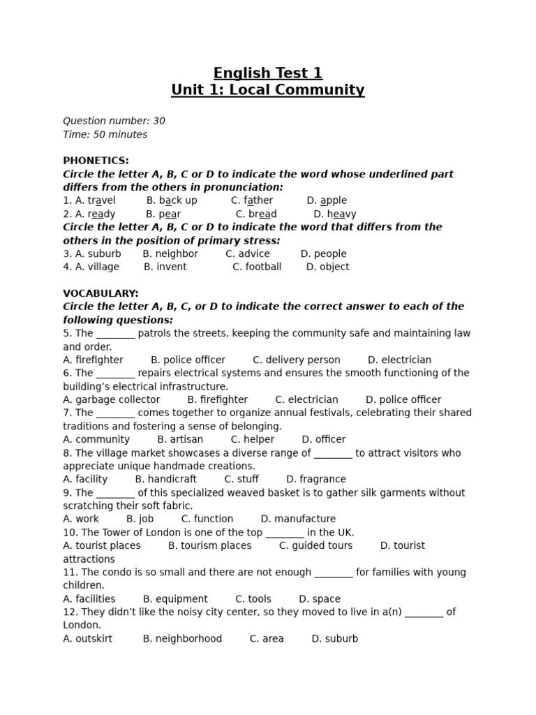 English Test 1 | PDF