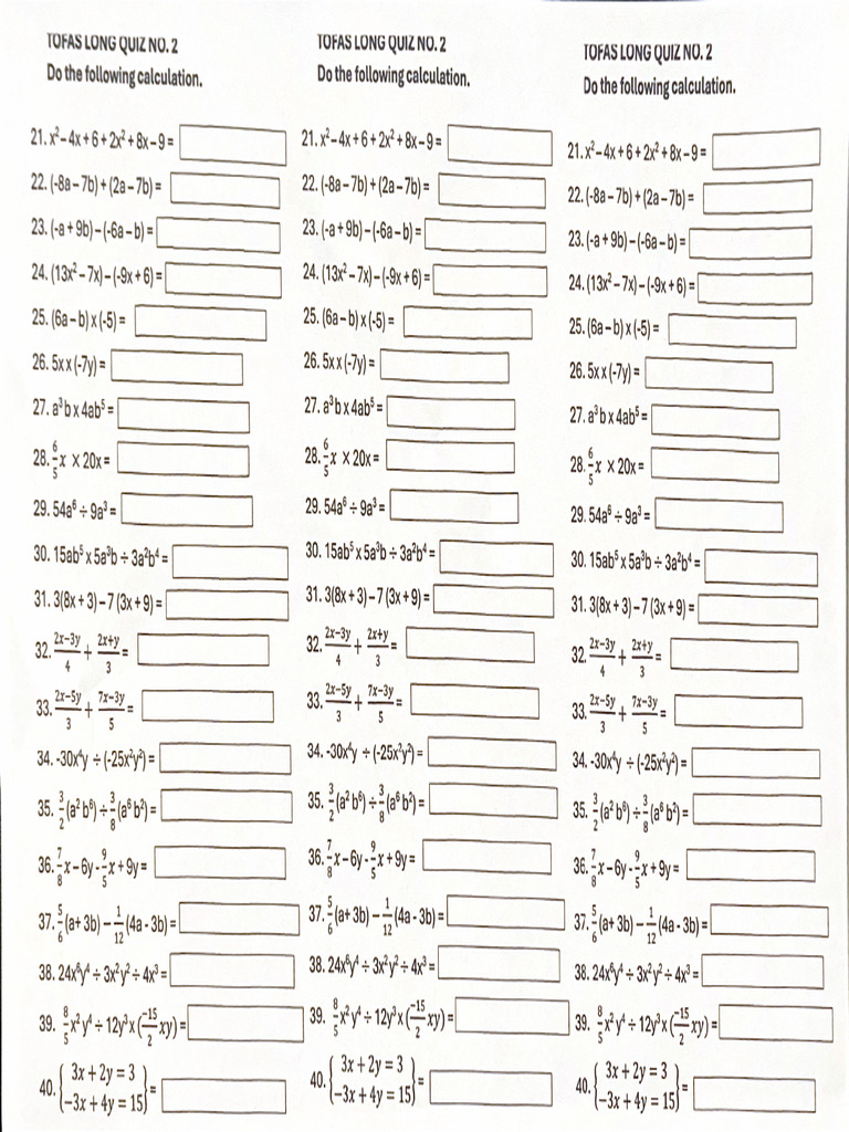 Tofas Long Quiz No. 2 | PDF