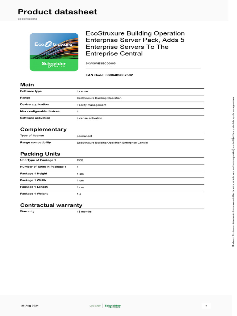 Schneider Electric - EcoStruxure-Building-Operation - SXWSWESEC00005 | PDF