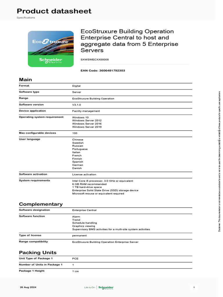 Schneider Electric - EcoStruxure-Building-Operation - SXWSWECXX00005 ...