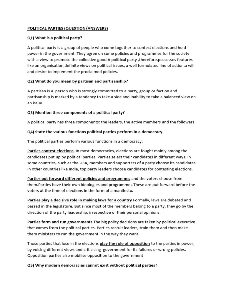 Political Parties 1 | PDF | Political Parties | Elections