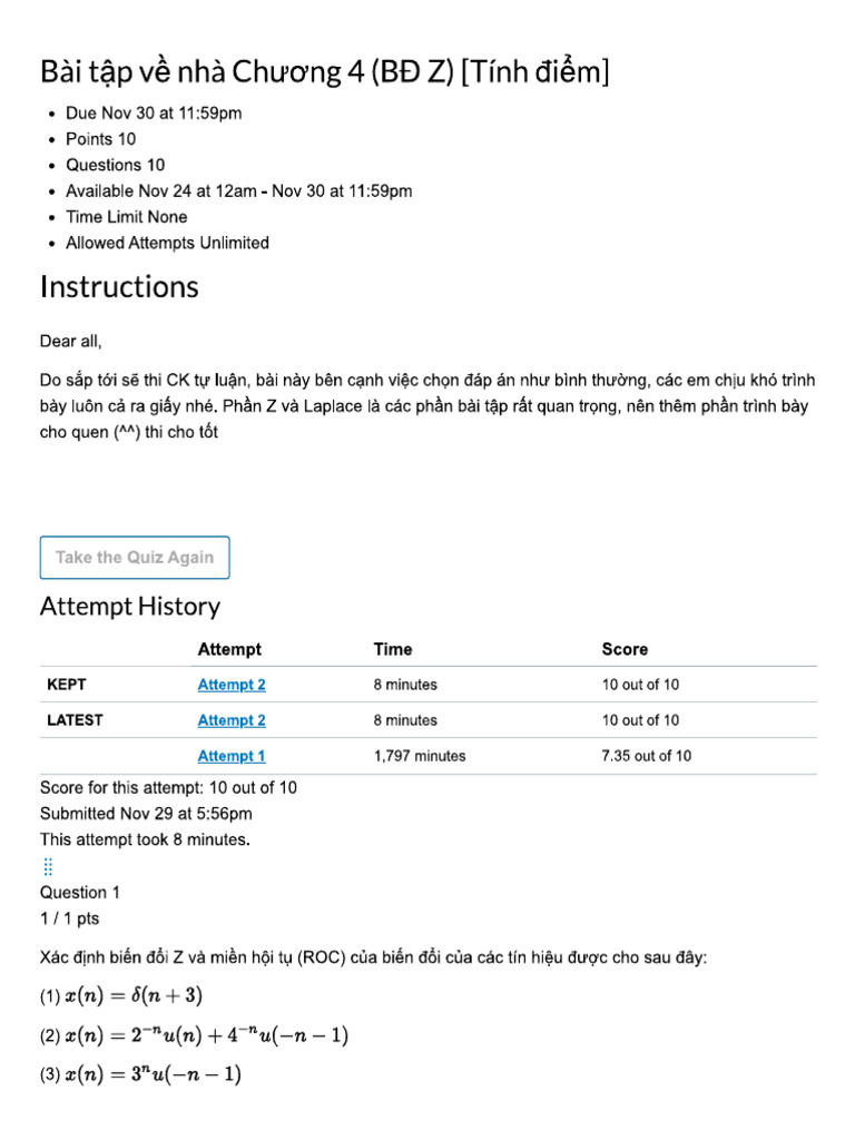 Dap An 10 BT Lay Diem Bdoi Z, Z Nguoc | PDF