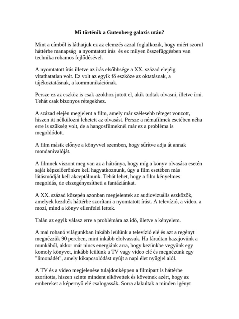 Mi Tortenik A Gutenberg Galaxis Utan | PDF