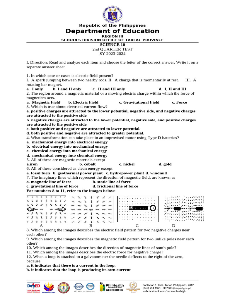 2ndquarter Grade 10 Matatag Format | PDF | Electric Generator | Mirror