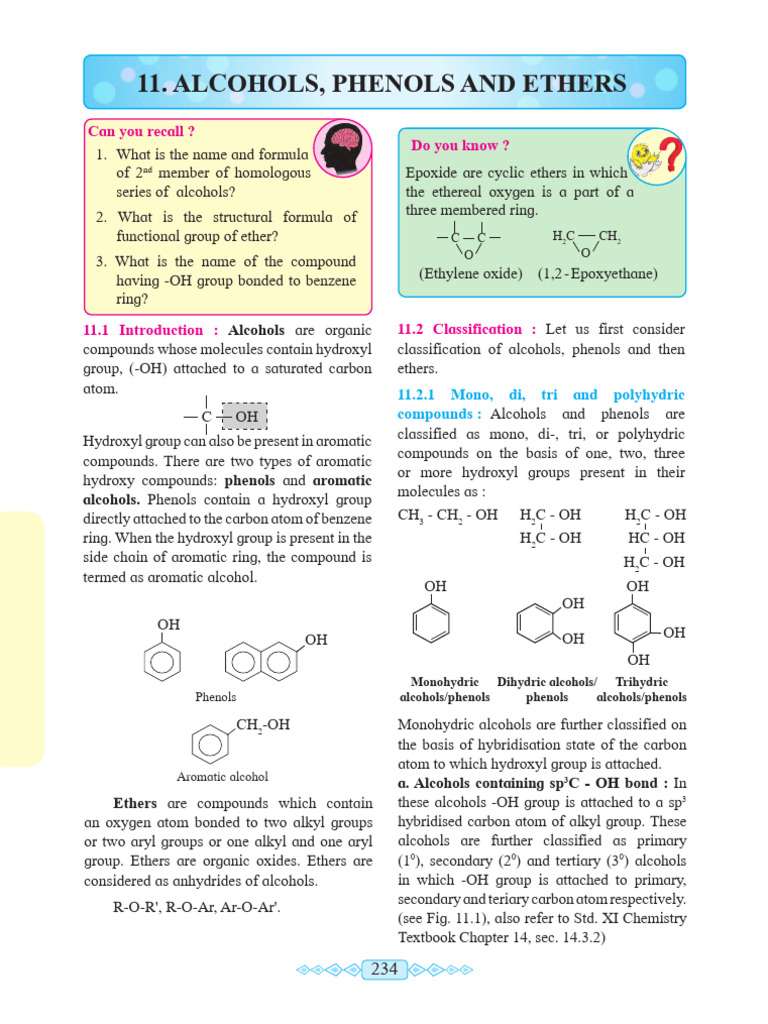 Alcohols, Phenols and Ethers | PDF | Ether | Ester