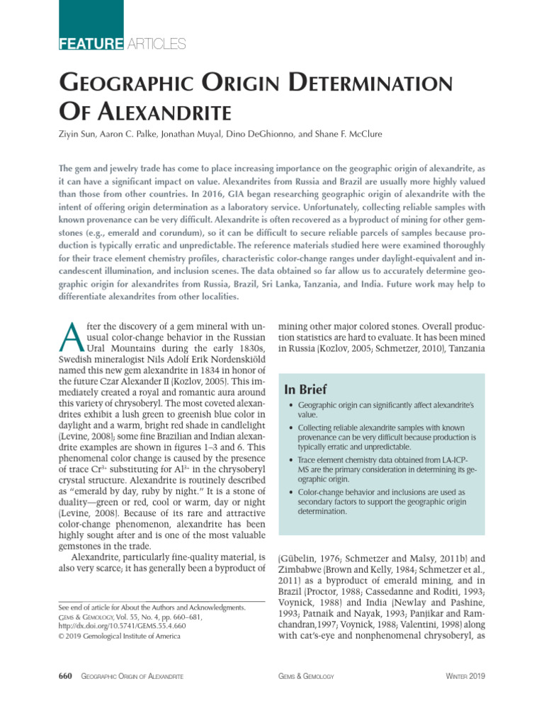 Geographic Origin of Alexandrite Gems | PDF | Gemstone | Optics
