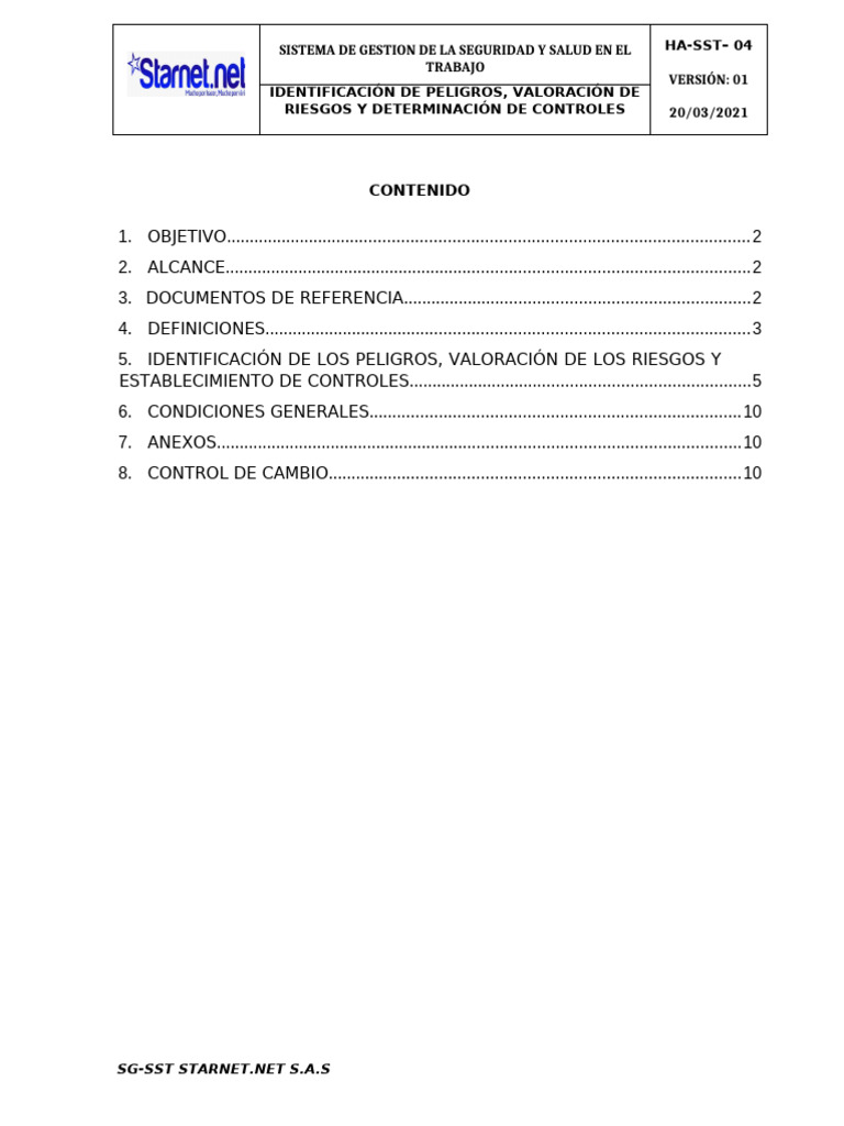 HA-SST-04 Metodologia de Identificaci - N de Peligros, Valoraci - N de Riesgos y Determinaci - N ...