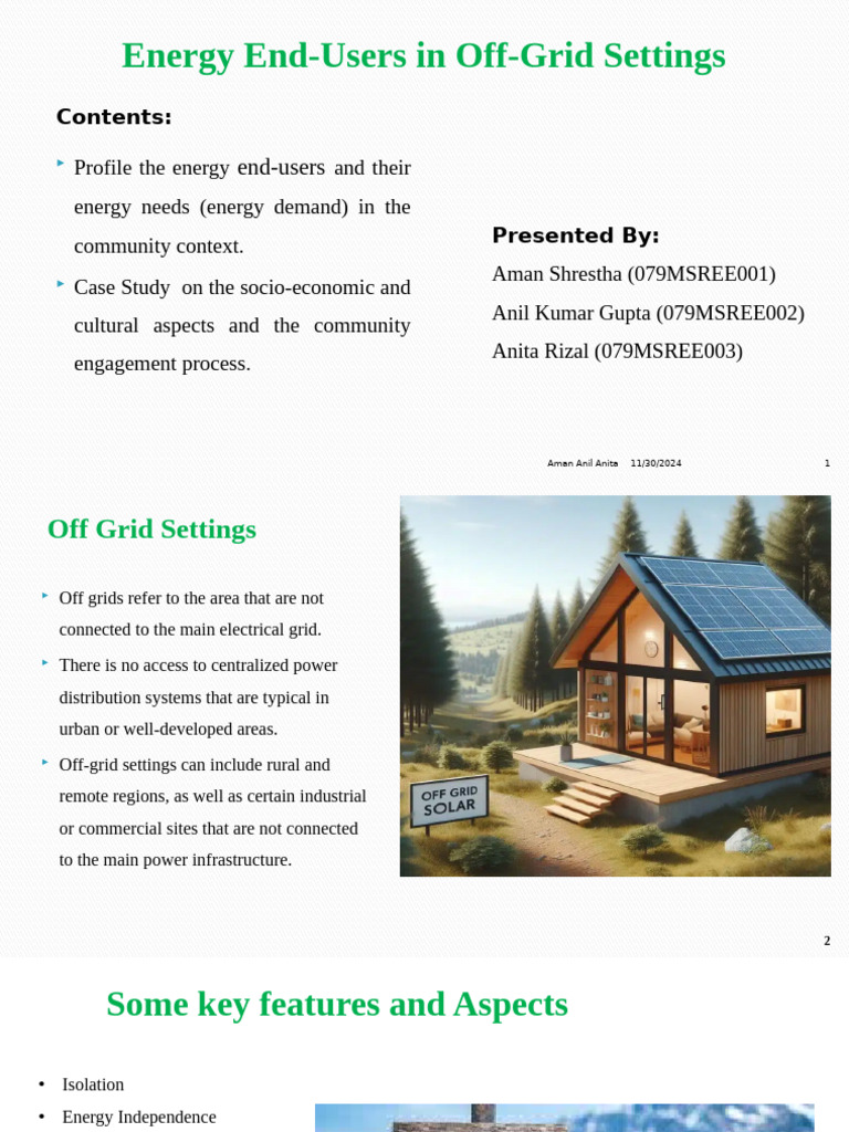 Presentation On Energy End-Users in Off-Grid Settings | PDF | Off The ...