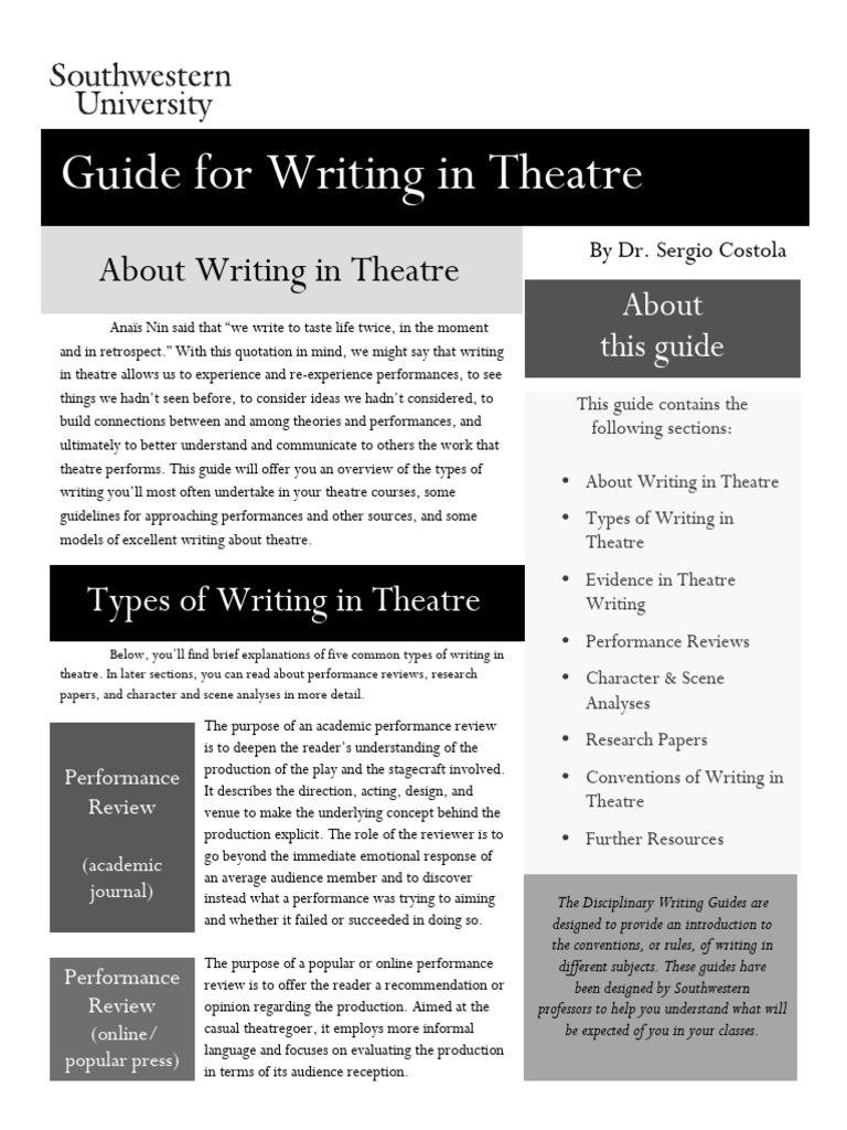 Guide For Writing in Theatrepdf | PDF | Citation | A Doll's House