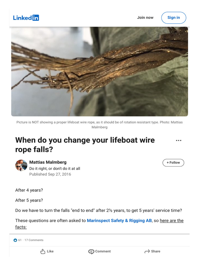 When Do You Change Your Lifeboat Wire Rope Falls | PDF | Water Transport