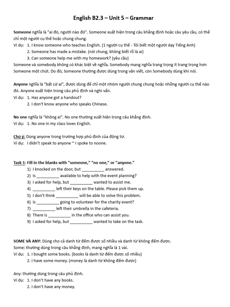 English B2.3 Unit 5 (HW) | PDF