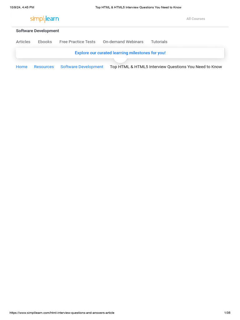 Top HTML & HTML5 Interview Questions You Need To Know | PDF | Html Element | Html