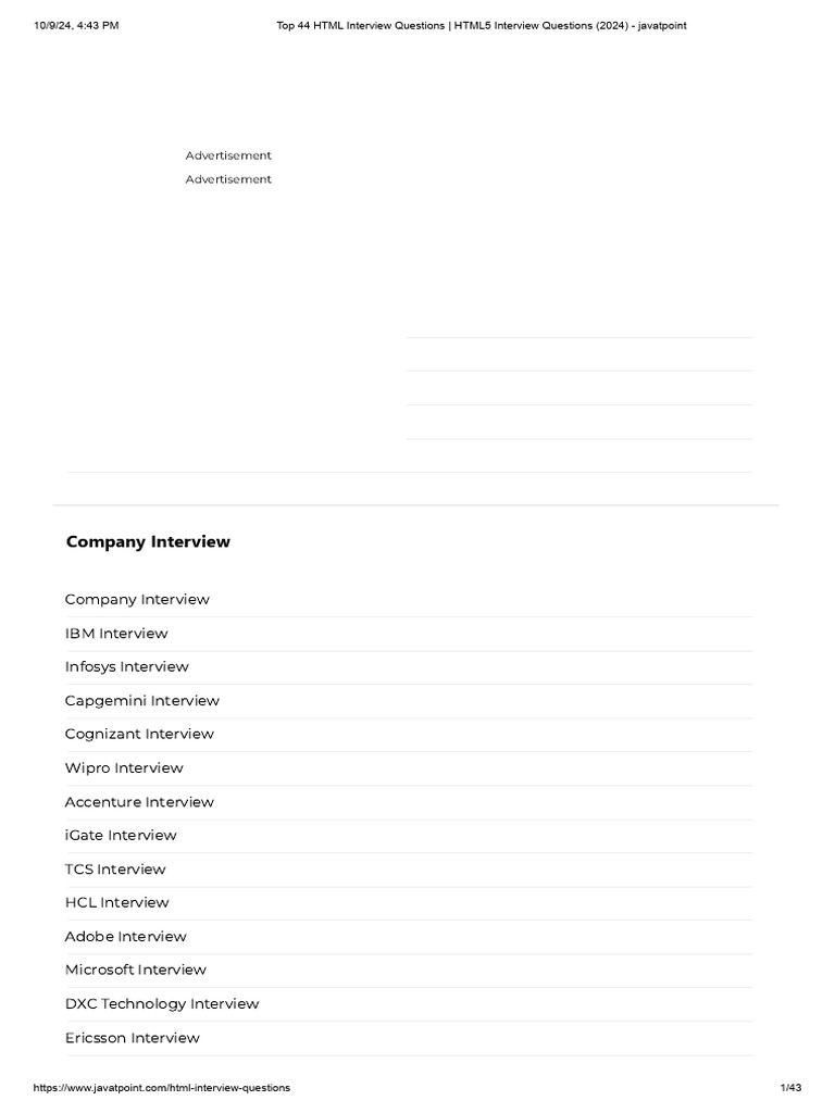 Top 44 HTML Interview Questions - HTML5 Interview Questions (2024 ...