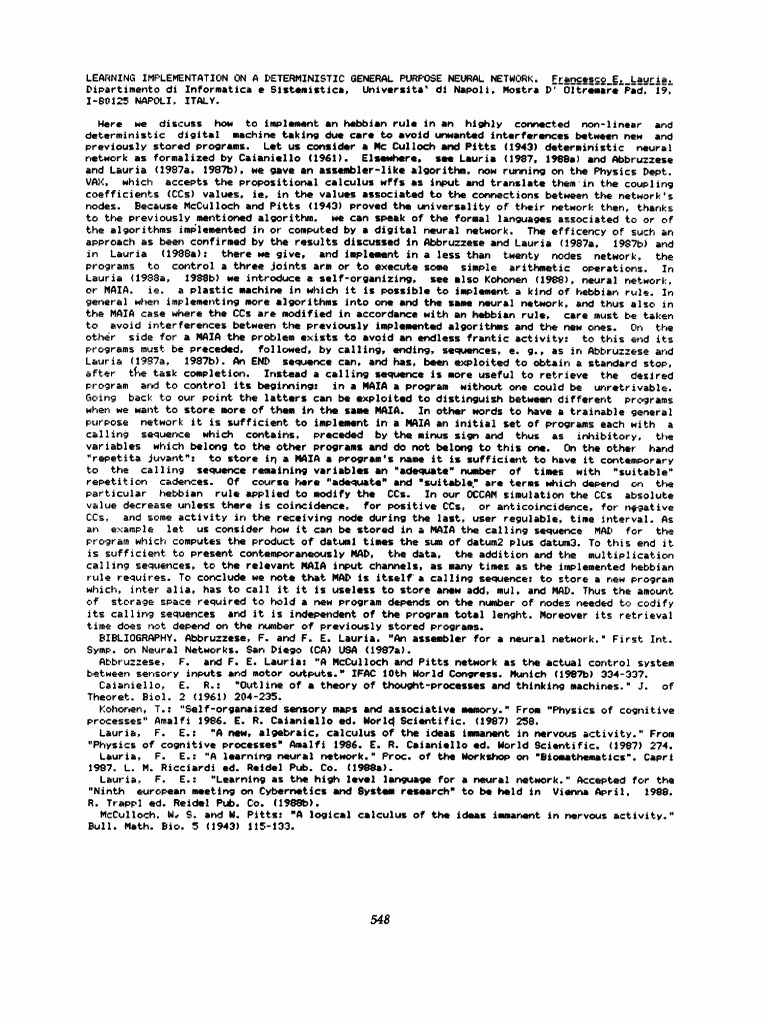 Learning Implementation On A Deterministic General Purpose Neura 1988 ...