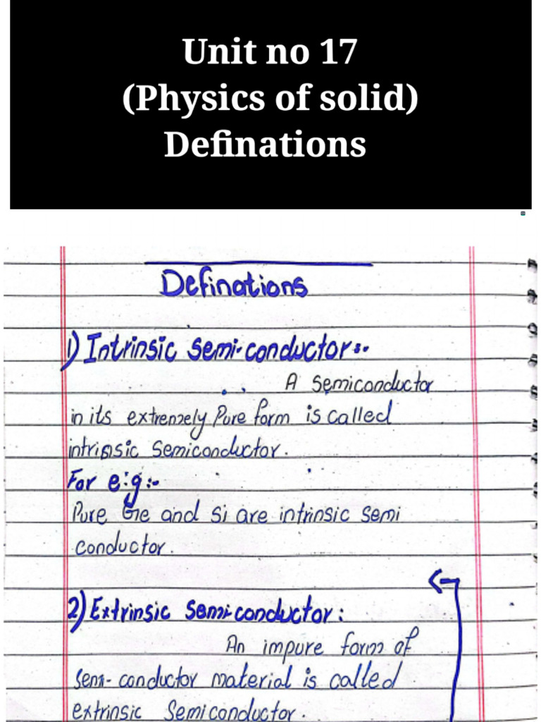 Unit No 17 (Physics of Solid) Definations | PDF