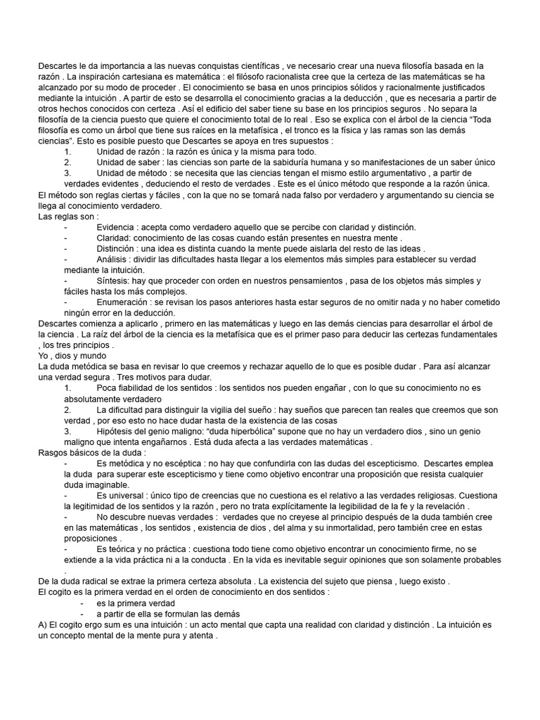 Filosofía de Descartes: Razón y Duda | PDF | René Descartes | Existencia