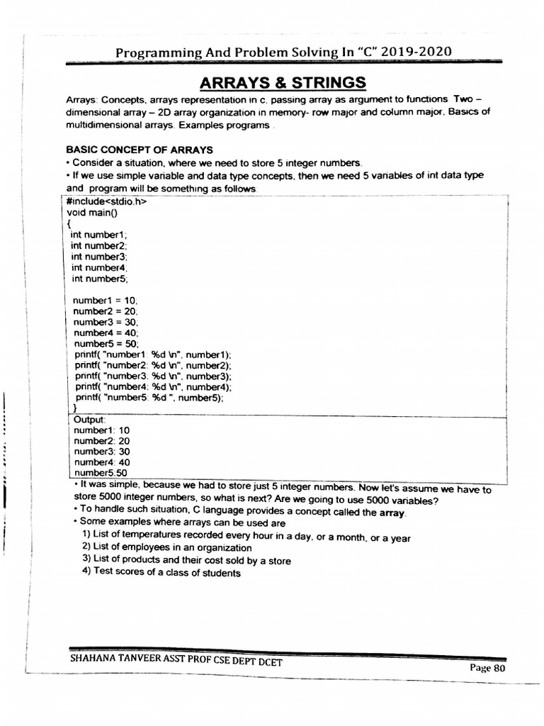Unit - 2 Arrays and Strings | PDF Unit - 2 Arrays and Strings | PDF