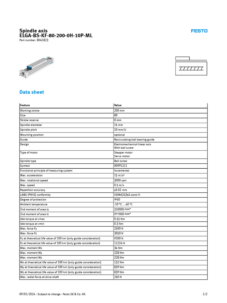 Festo Elga Bs KF 80 200 0h 10p ML | PDF | Physical Quantities | Mechanics