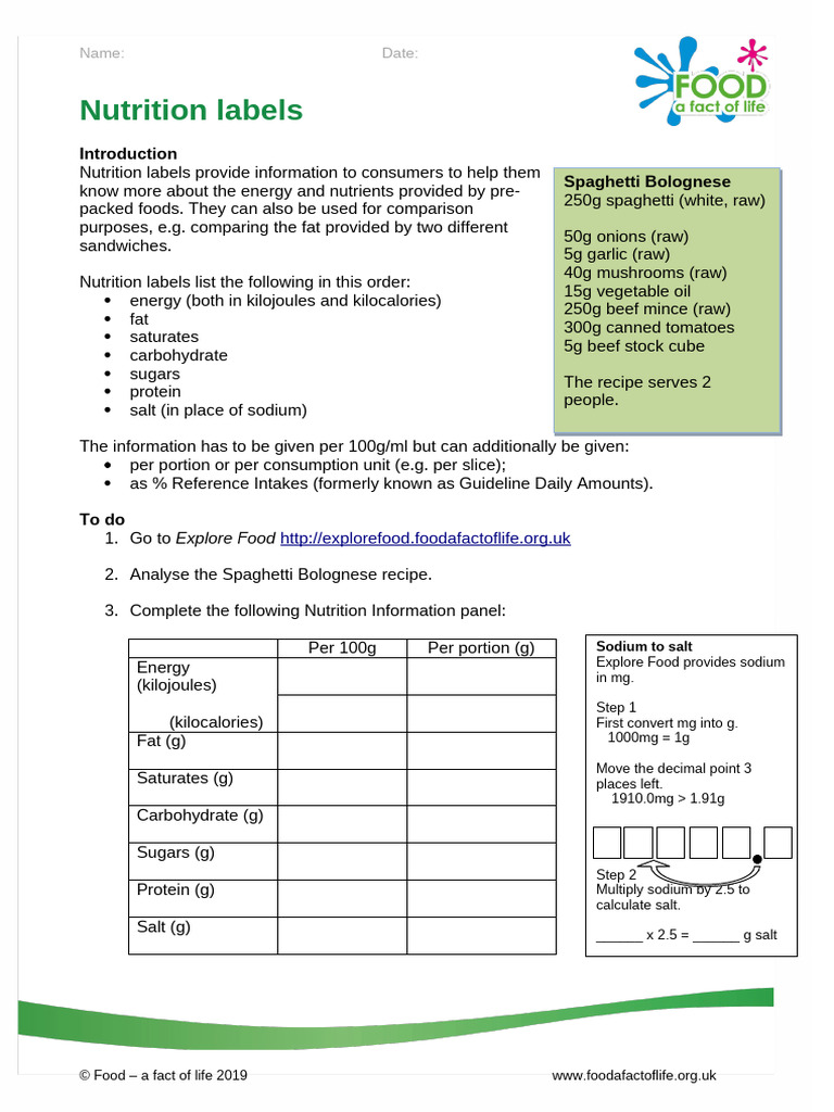 Nutrition Labels Ws 1118ef | PDF | Nutrition Facts Label | Nutrition