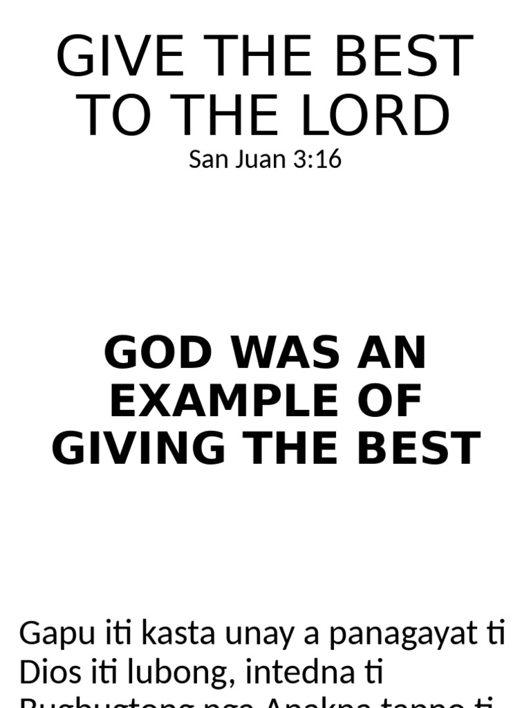 Give The Best To The Lord | PDF
