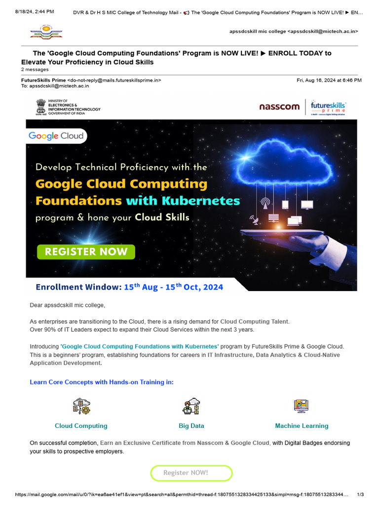 'Google Cloud Computing Foundations' Program | PDF | Cloud Computing | Computing