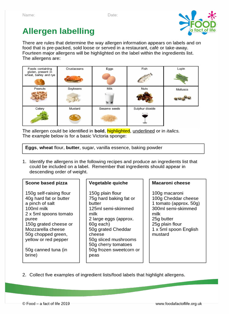 Allergen Labelling Guidelines for Food | PDF