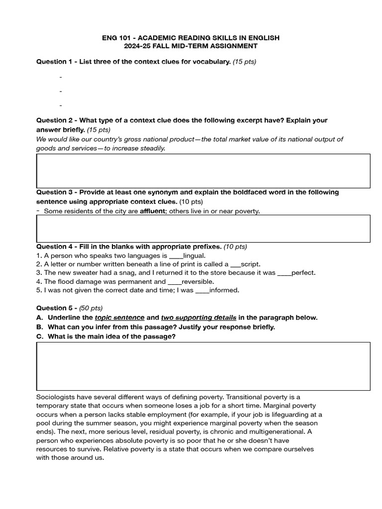 ENG 101 Academic Reading Skills Guide | PDF